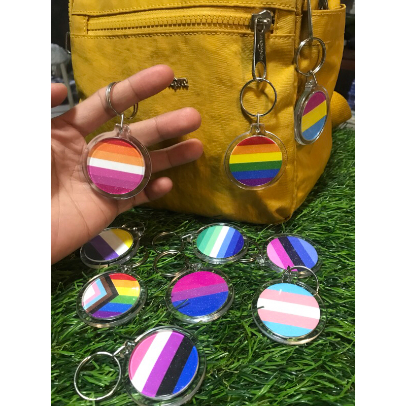 Complete PRIDE LGBTQ+ Flag KEYCHAINS / 2 Sides High Quality prints GLITTERY | Shopee Philippines