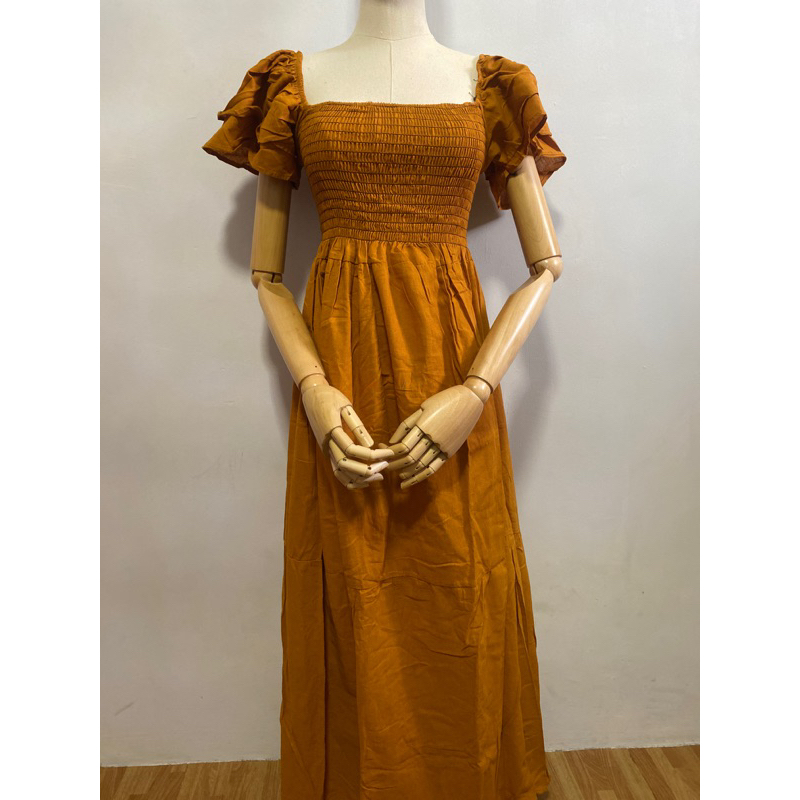 Seniora (L-2XL) Maxi Linen & SENEPA Smocking Dress (PLUS SIZE) | Shopee ...