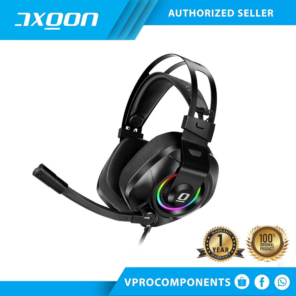 Axgon Axgh1V1 Black 7.1 Gaming Headset With Headset Stand Free | Shopee ...