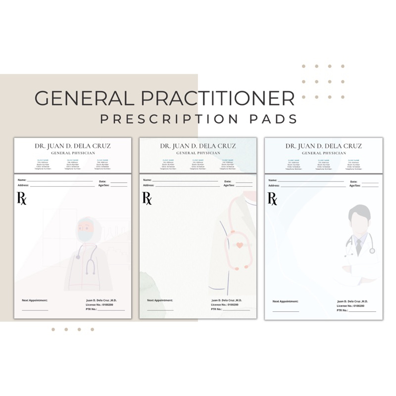 CUSTOMIZABLE RX PAD, PRESCRIPTION PAD, MEDICAL CERTIFICATES, LAB REQ ...