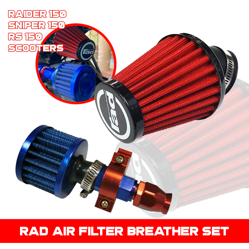 RAD Air Filter and Engine Breather Filter Set for Raider 150 Carb Fi ...