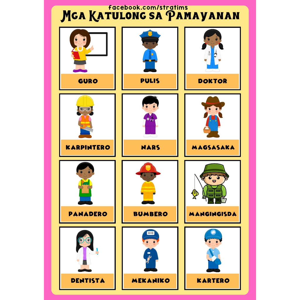 Mga Katulong sa Pamayanan Chart/Flashcards A4/ 11x15cm/ | Shopee Philippines