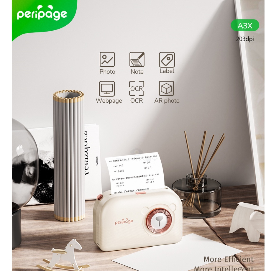 PeriPage A3X Mini Pocket Thermal Printer Bluetooth 203dpi Pocket Thermal Image Photo Label A3X ...