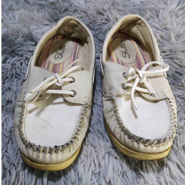 Shutte White Leather Top Sider Shoes | Shopee Philippines