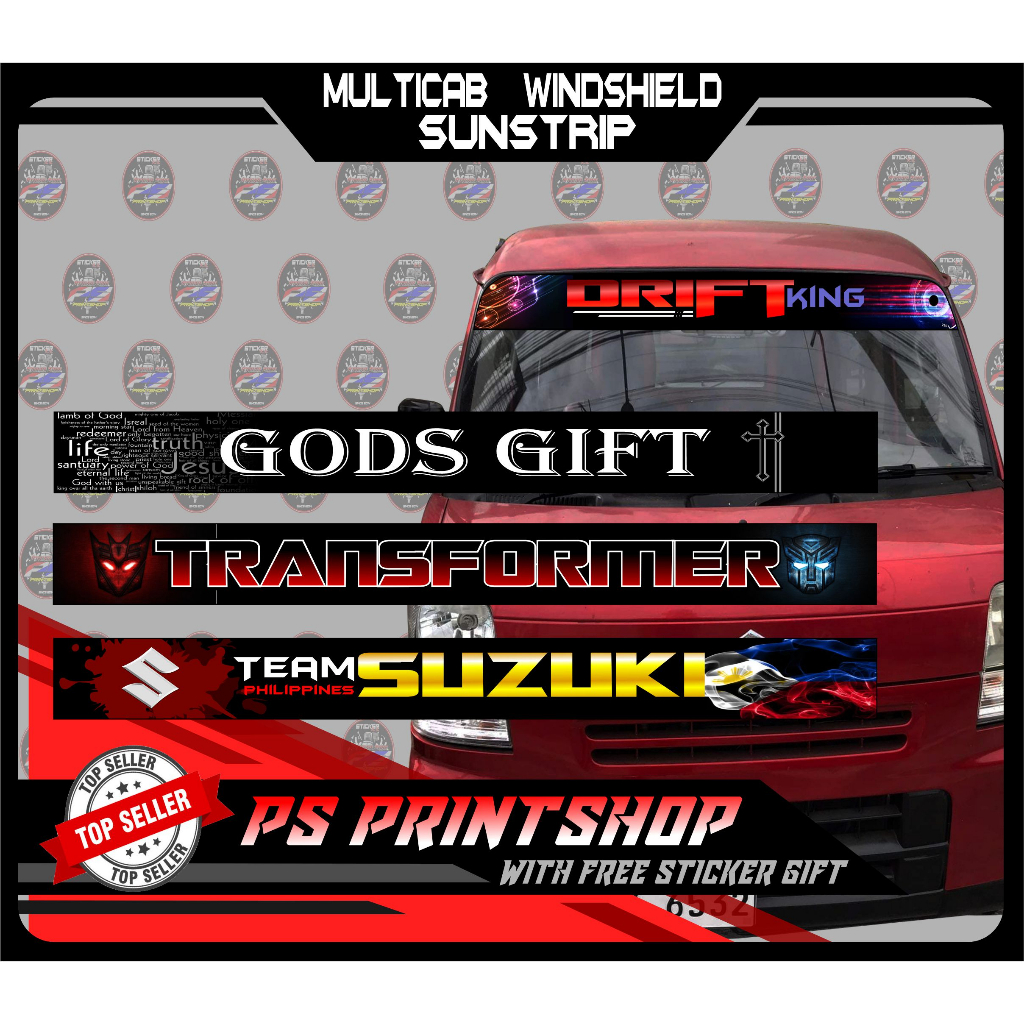 Multicab/Every Wagon Windshield Sunstrip sticker decals printed ...