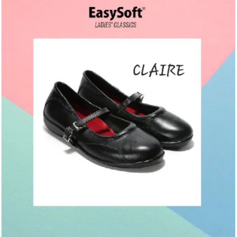 Easy Soft CLAIRE BLACK School Flats Shoes for Ladies by World Balance ...