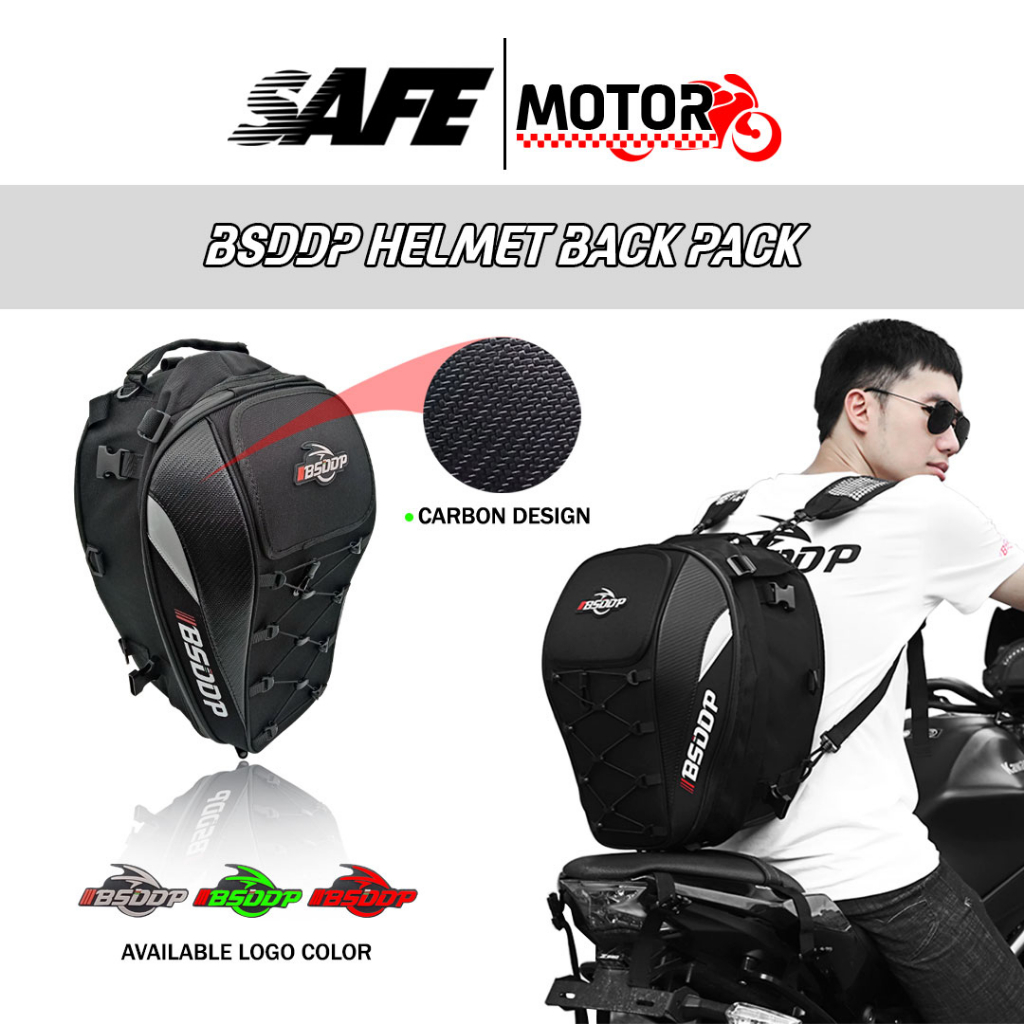 Motorcycle Rear Seat Bag Waterproof Motorbike Travel Luggage Bag Helmet ...