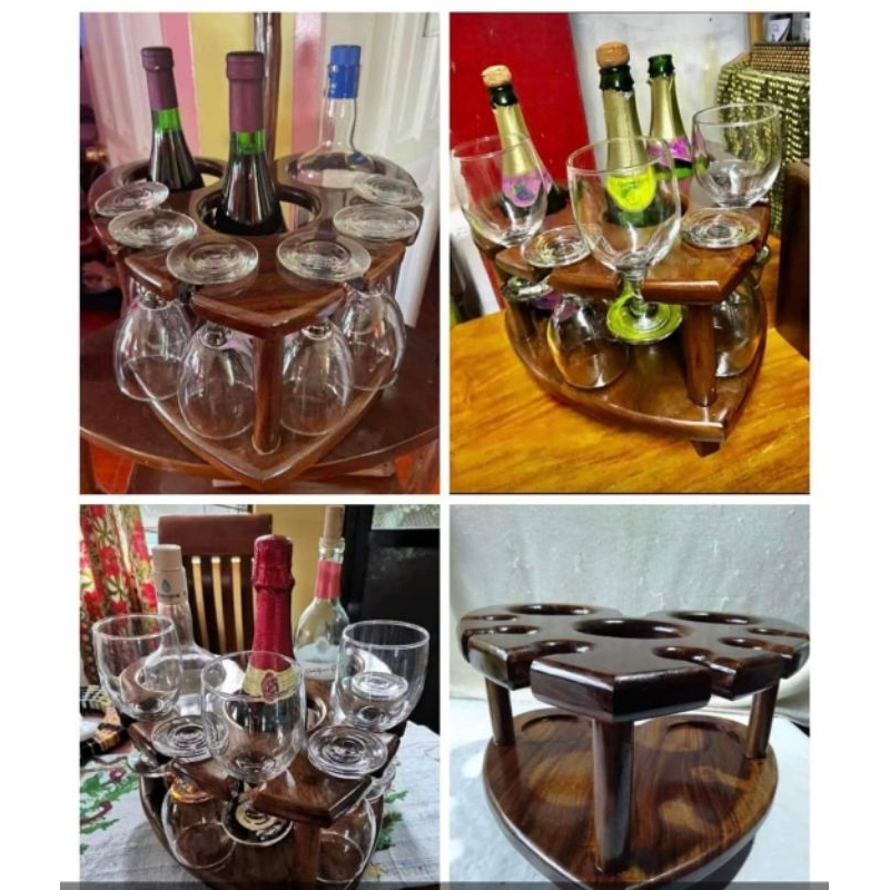 wooden winerack heart shape/ magkuno wood | Shopee Philippines