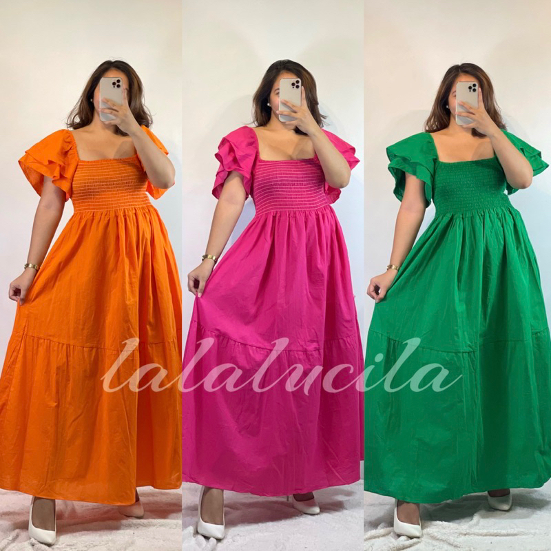 Seniora (L-2XL) Maxi Linen & SENEPA Smocking Dress (PLUS SIZE) | Shopee ...