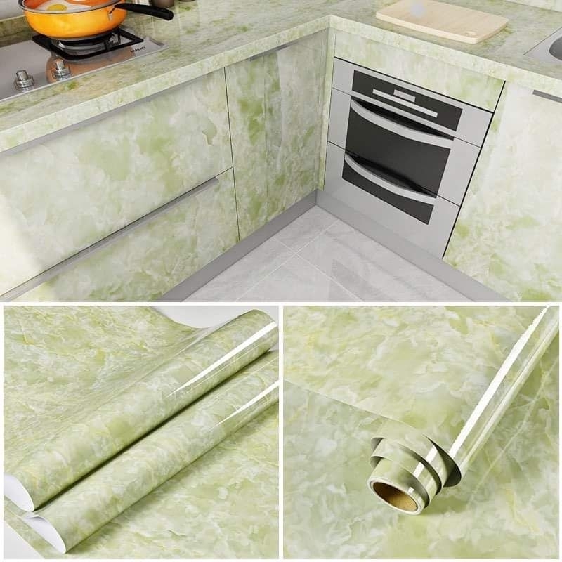 Marble Kitchen decorate Wallpaper Waterproof and Oil proof Stickers thickening Table sticker ...