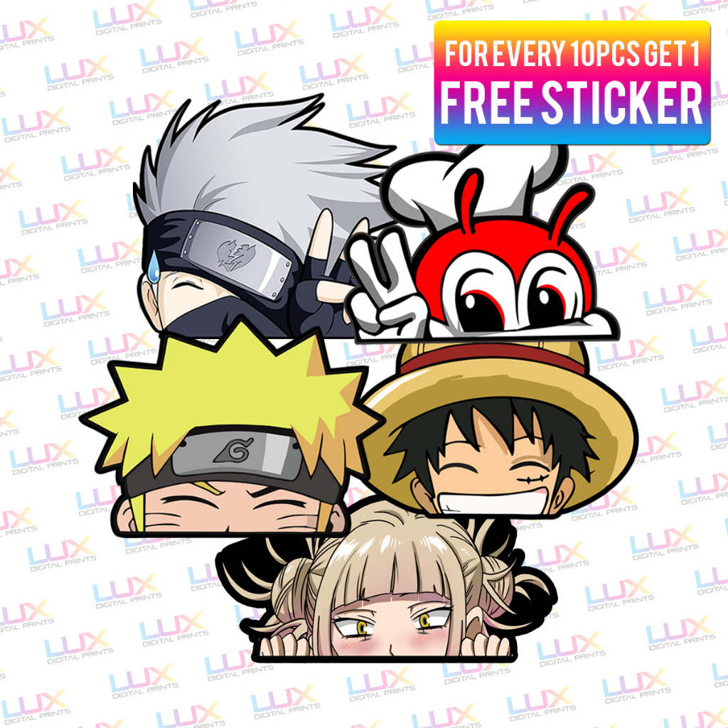 PEEKING STICKER / jolibee,naruto,kakashi,luffy laptop mugs tumblers ...