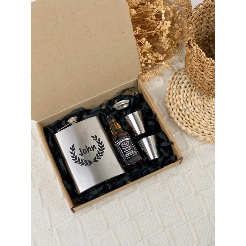 Personalized Hip Flask w/2 shotglass &funnel Gift Set/Souvenir Ninongs ...