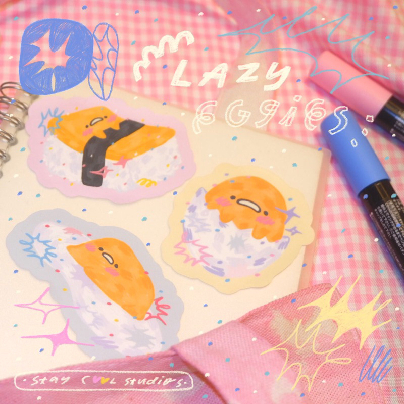 Lazy Eggies Jumbo Sticker | Laminated Waterproof Vinyl Sticker (1 pc ...