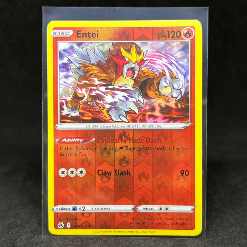 Pokemon TCG Entei Reverse Holo Rare 021/159 2023 Sword & Shield Crown ...