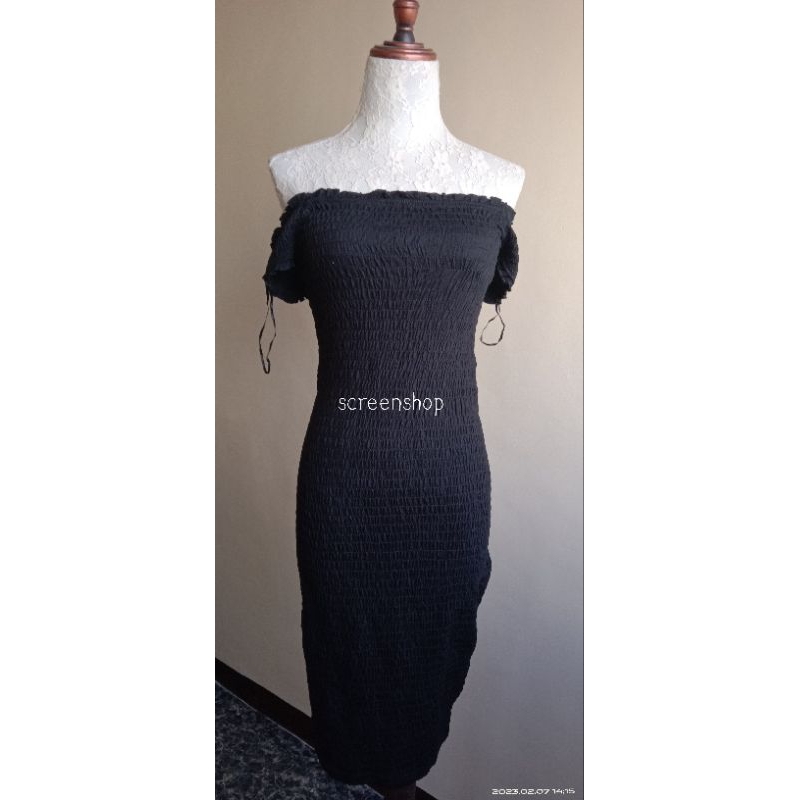 C37 AMISU Smocked Midi Dress | Shopee Philippines