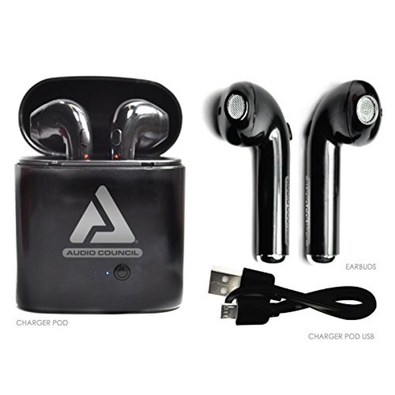 True Wireless Bluetooth Earbuds with Portable Charging Case, USB, MIC ...