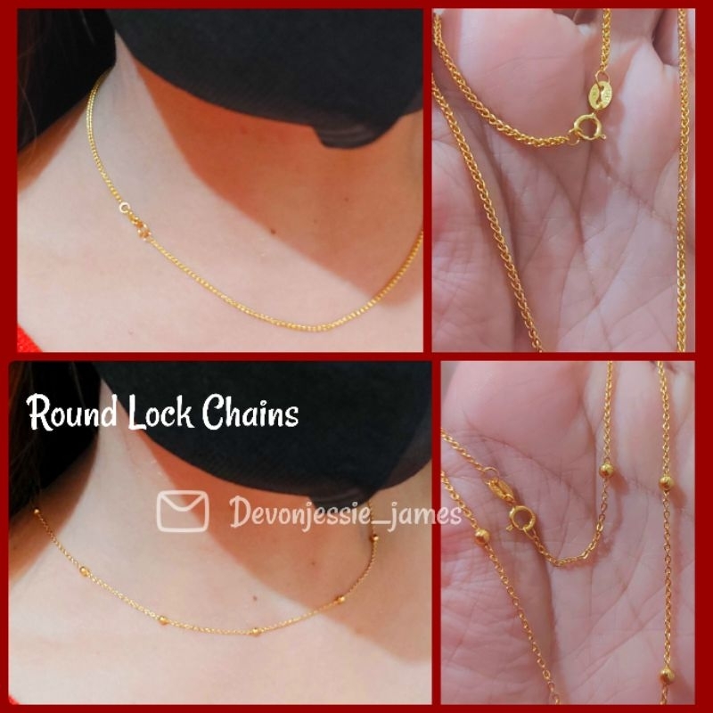 10karat Pure Gold Round Lock Chains ( UNISEX Round Lock Necklace ...