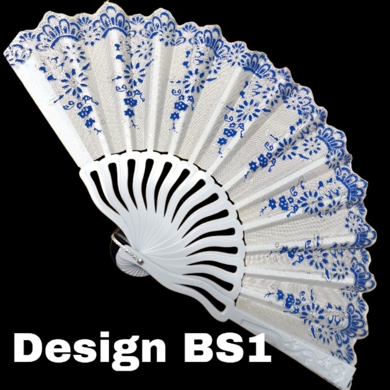 Abaniko o Pamaypay White Plastic Handle Glitters Flower Design Wedding ...