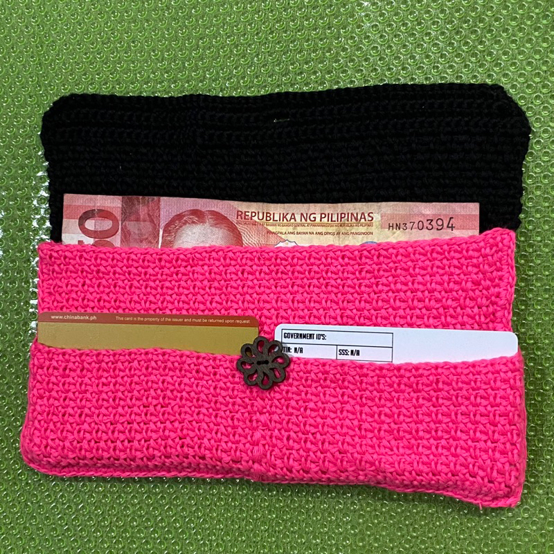 Crochet Pink Long Wallet with Card Slot | Shopee Philippines