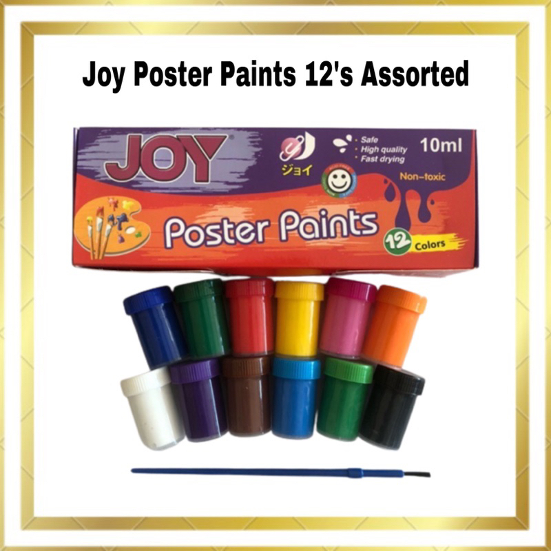 Joy Poster Paints/Color 12colors*10ml W/brush Non-toxic | Shopee ...