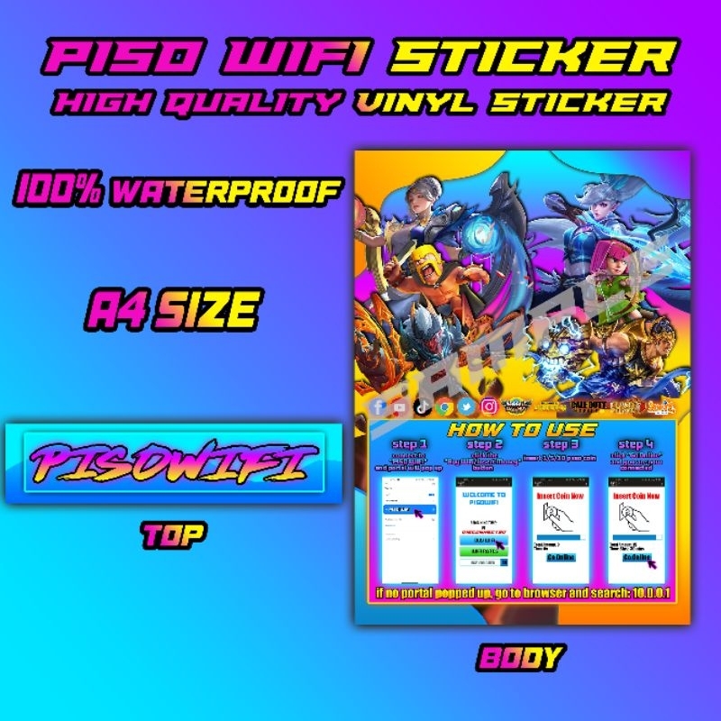 PISO WIFI STICKER PURPLE/BLUE COLOR HIGH QUALITY VINYL STICKER ...