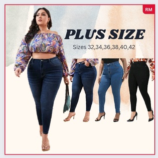 Size: 30-44 Plus Size Joni Jeans Stretchable Highwaist Denim Skinny Pants #801 | Shopee Philippines