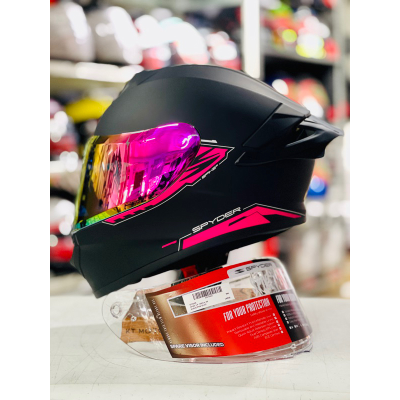 SPYDER SPIKE V2 Fullface Helmet with Free Clear Visor & Spoiler ...