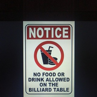 No Food or Drink Allowed on the Billiard Table PORTRAIT Signage A4 Size ...