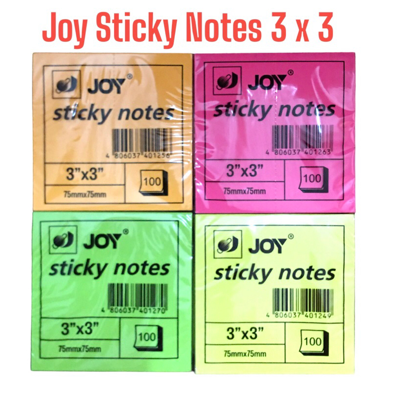 Sticky Notes Joy Neon - Stick Notes 3 X 3 - 100pcs per pack | Shopee ...