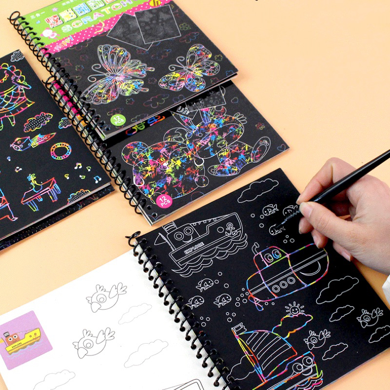 (12sheet/22page) scratch book Magic Coloring Book For Kids Magic Pen ...