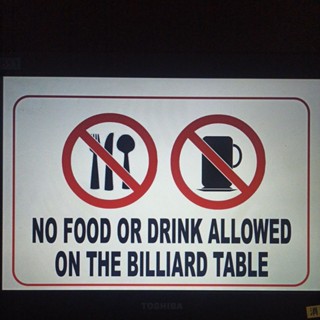 No Food or Drink Allowed on the Billiard Table LANDSCAPE Signage A4 ...