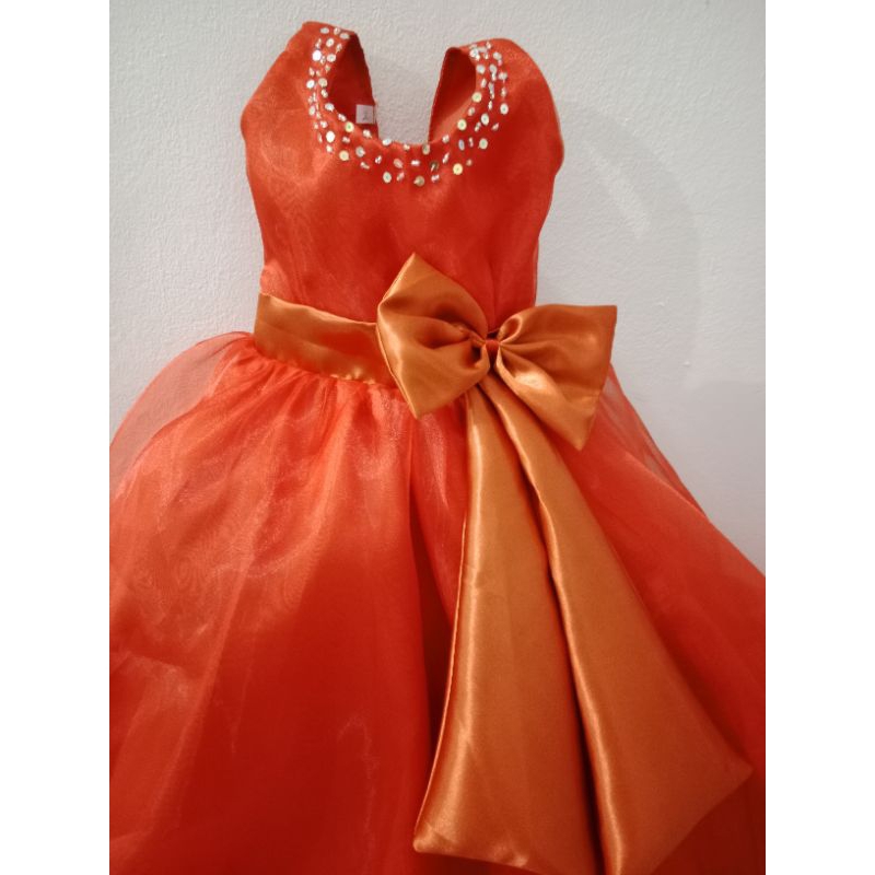 RUST Orange kids Gown for flower girls/ birthday dress | Shopee Philippines