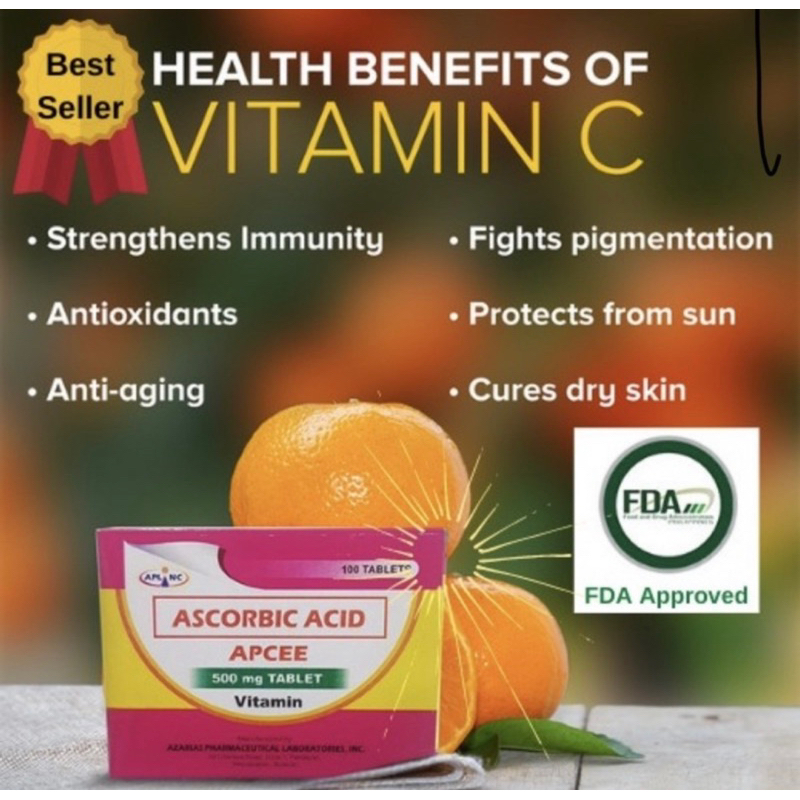 COD! APCEE ASCORBIC ACID 500mg (VITAMIN C 100 TABLETS) | Shopee Philippines