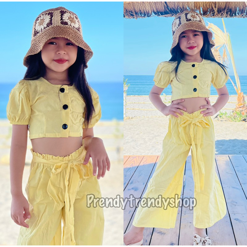 BELLA BUTTON TOP AND SQUAREPANTS TERNO FOR KIDS COTTON LINEN ( COORDS ...