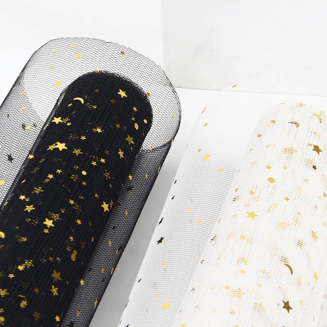 Star and moon gauze flower wrapping paper Flower Bouquet Lace Gauze ...