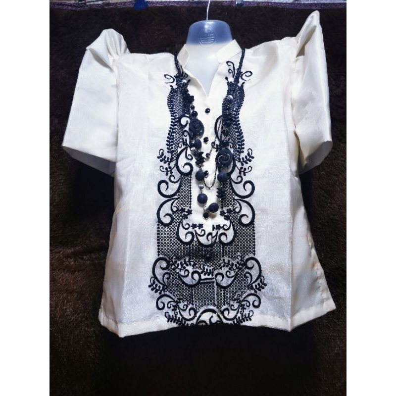 LADY BARONG WITH BLACK EMBROIDERY-ASSORTED DESIGN | Shopee Philippines