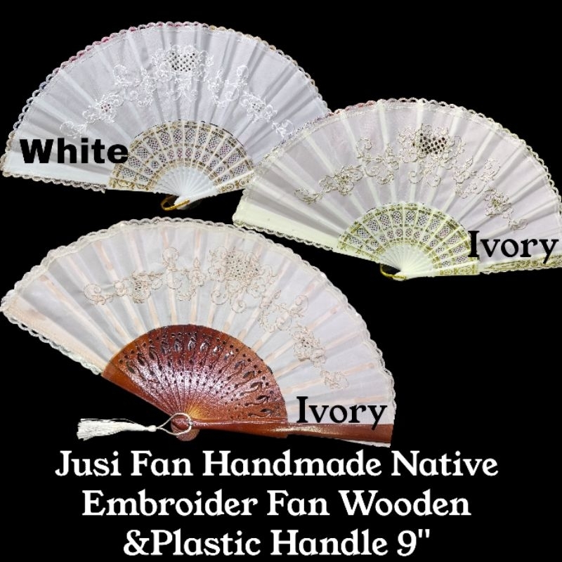 Jusi /Barong Fan Handmade Native Embroidered Wooden/Plastic Foldable ...