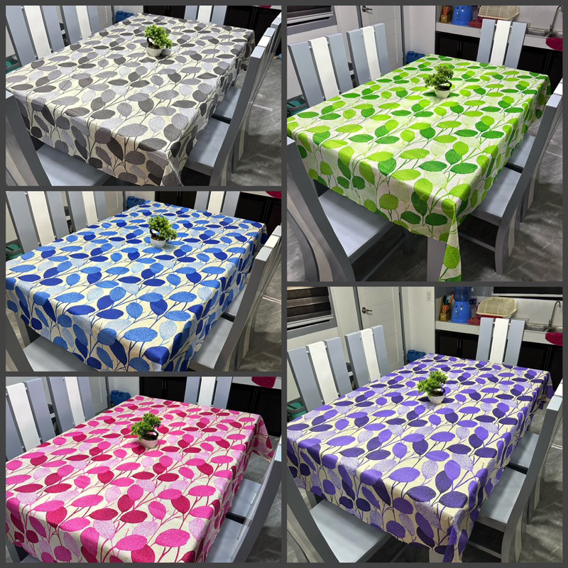 Small Leaf Table Cloth Geena Fabric 4 Seater 6 Seater 8 Seater | Shopee ...