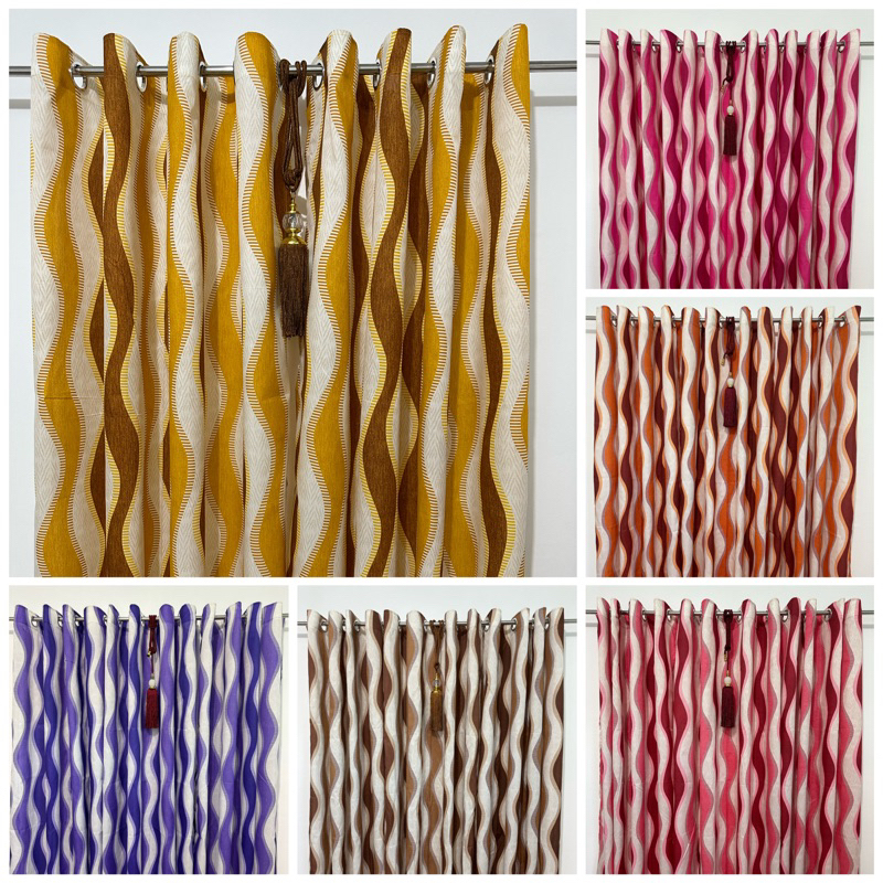 Spiral Wavy Ring Curtain Geena and Plain Katrina Fabric 7ft 6ft or 5ft ...