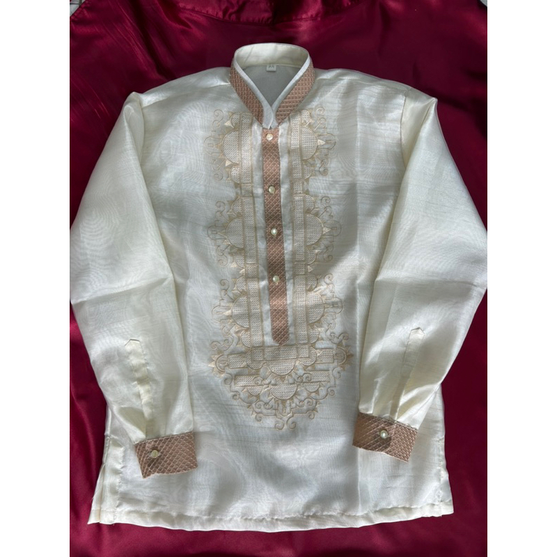 DOUBLE COLLAR BARONG WITH LINING CHINESE COLLAR- RANDOM DESIGN | Shopee ...