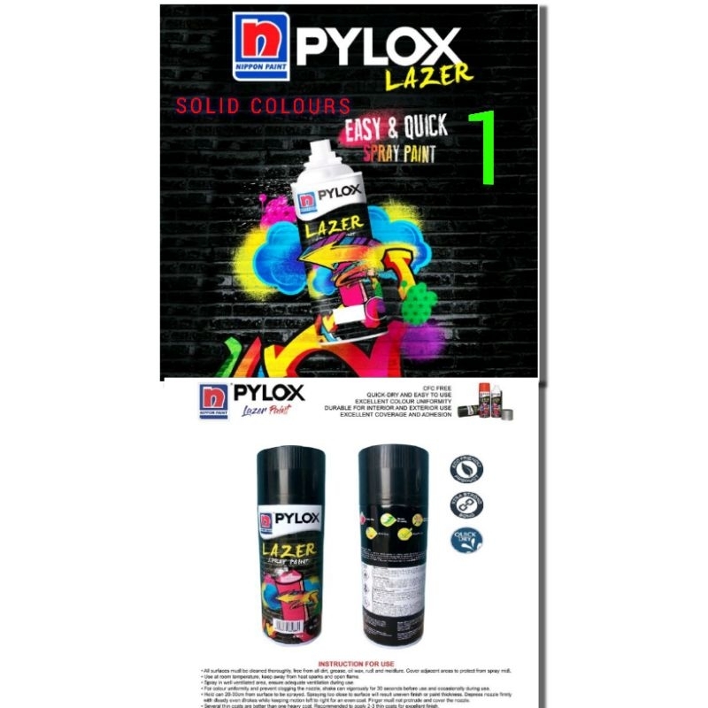 PYLOX LAZER NIPPON SPRAY PAINT ORIGINAL SOLID COLORS SPRAY PAINT PARA ...