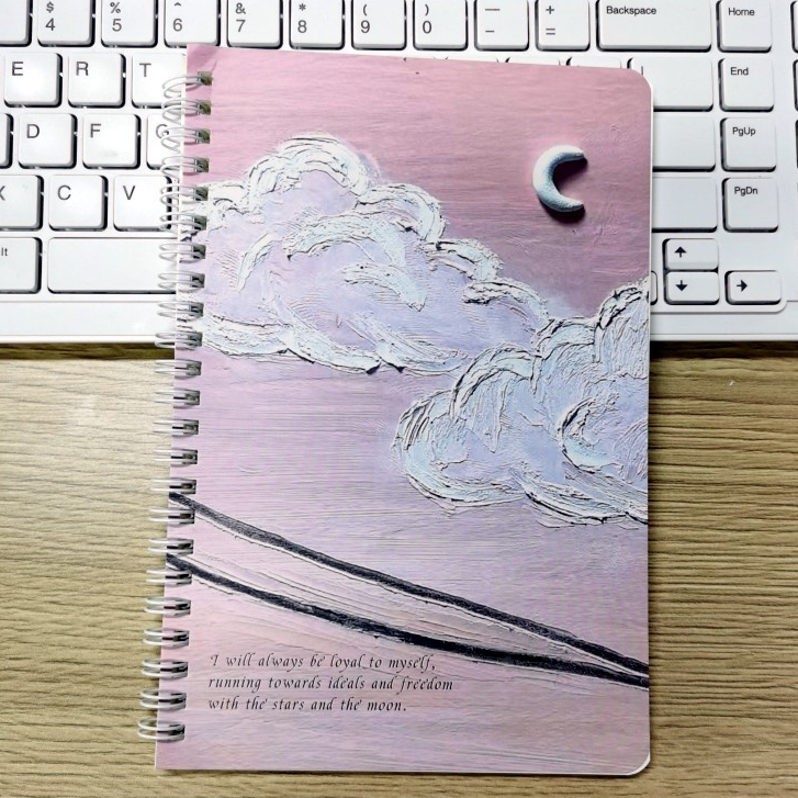 A5 Oil Painting Spiral Notebook Landscape Aesthetic Coil Notepad School ...