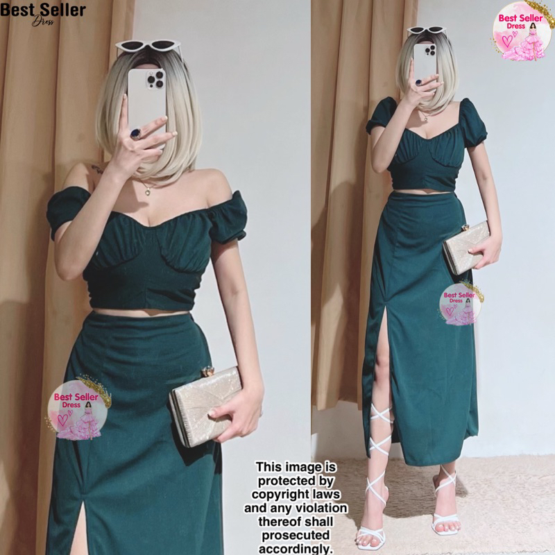 Best Seller Summer Croptop & Skirt w/Slit Terno Coordinates (BESTSELLER ...