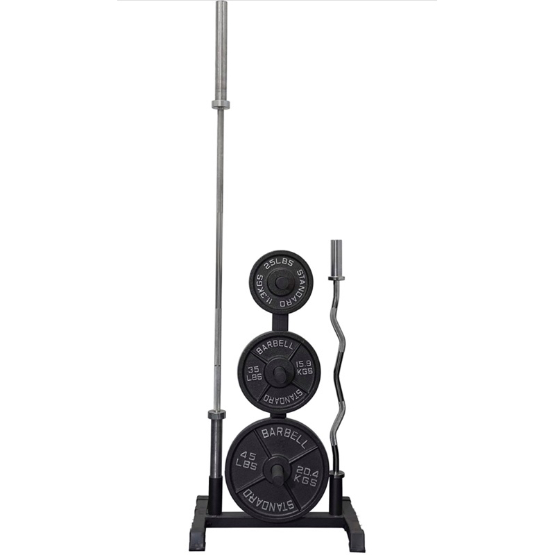 Bumper Weight Plate Rack and Double Barbell Holder, 6 Peg Weight ...
