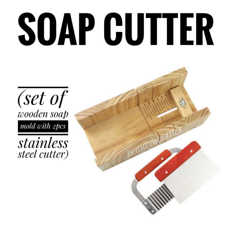 Soap Cutter Set, Wood Mold with 2 PCS Straight Wavy Stainless Steel ...