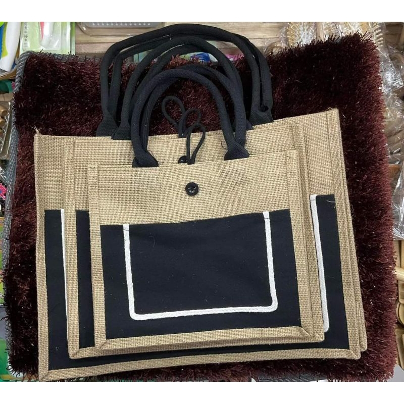 Abaca Tote Bag Linen Jute Burlap Sling Shoulder Bag Plain Design Beach ...