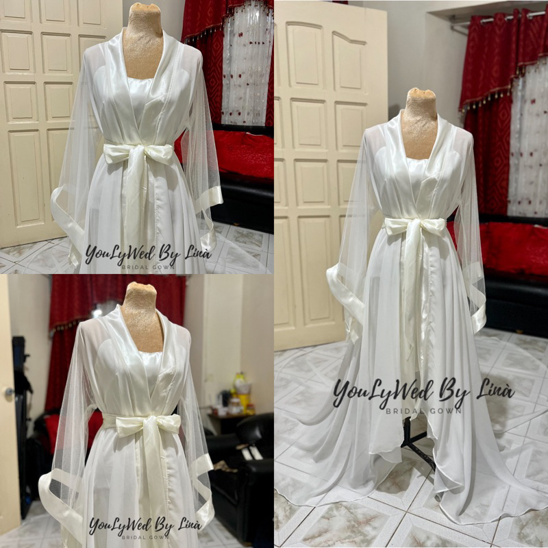 Bridal Robe Simple and elegant w/ INNER (Longback) | Shopee Philippines