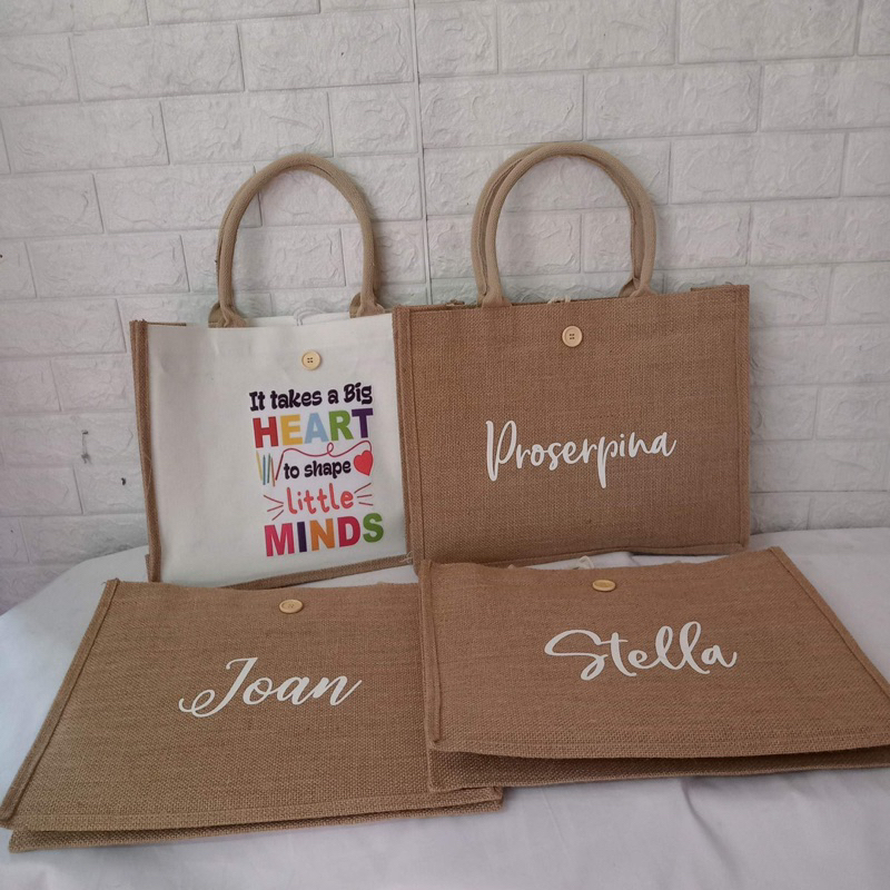 BURLAP BAG Personalized Burlap Bag Abacca Bag Jute Bag (42cm x 33cm x ...