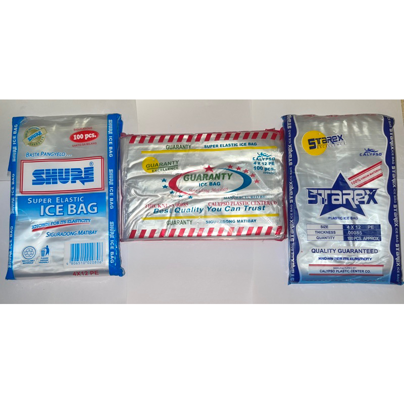 100pcs Shure, Starex, Guaranty PLASTIC ICE BAG 4x12 CLEAR [PE] | Shopee ...