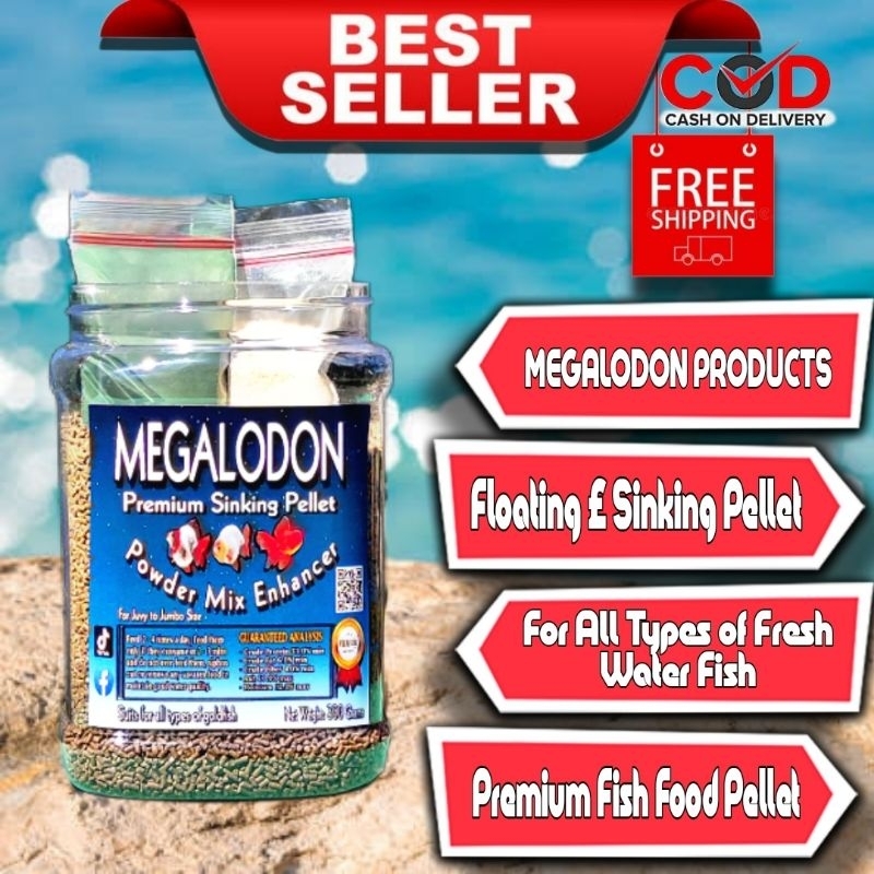 Megalodon Premium Sinking Pellet With Powder Mix Enhancer (Spirulina ...